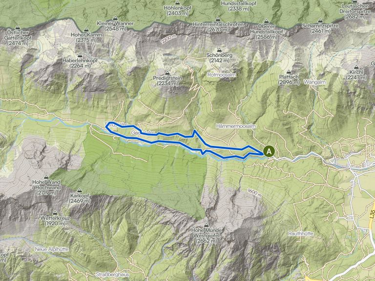 Rundtour vom Parkplatz Salzbach über die Gaistalalm zur Tillfussalm ...